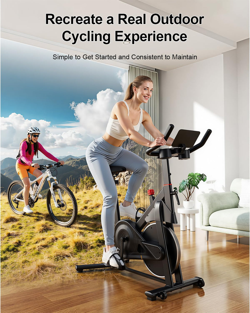 Magnetic Indoor Exercise Bike with LCD Display & Smart App Connectivit ...