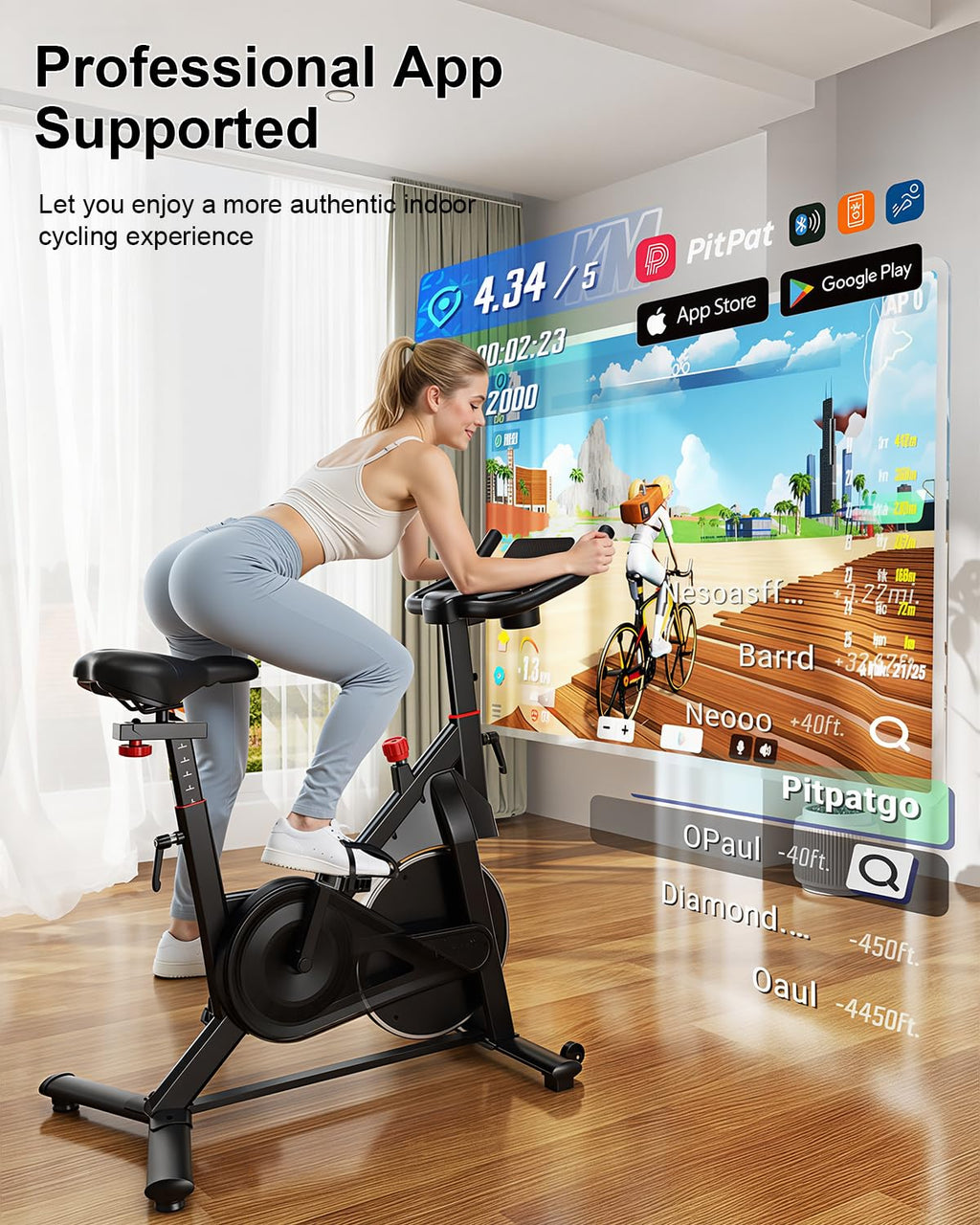 Magnetic Indoor Exercise Bike with LCD Display & Smart App Connectivit ...