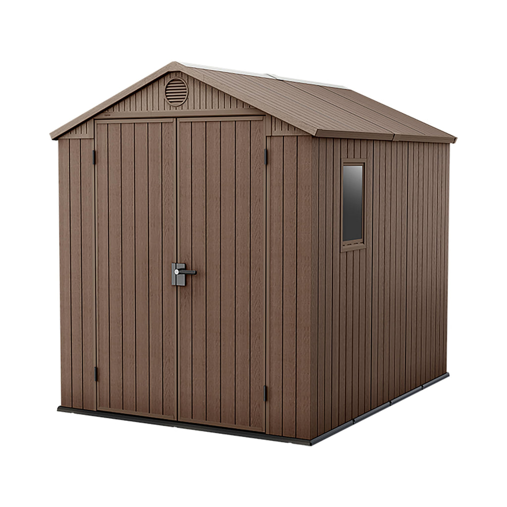 Keter Darwin 6x8ft Outdoor Resin Garden Shed – Brown Evotech+ Wood-Loo ...