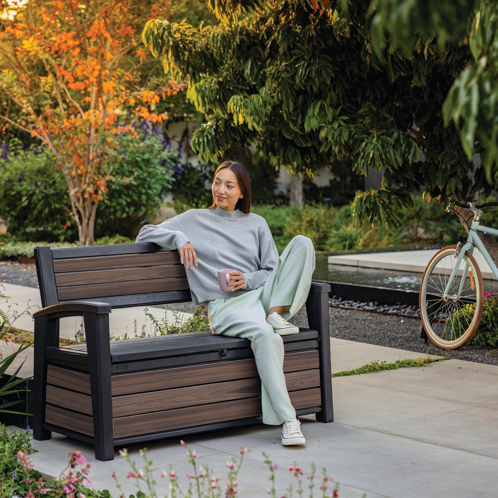 Keter Signature Outdoor Storage Bench 227L | Seats 2 Adults | DecoCoat ...